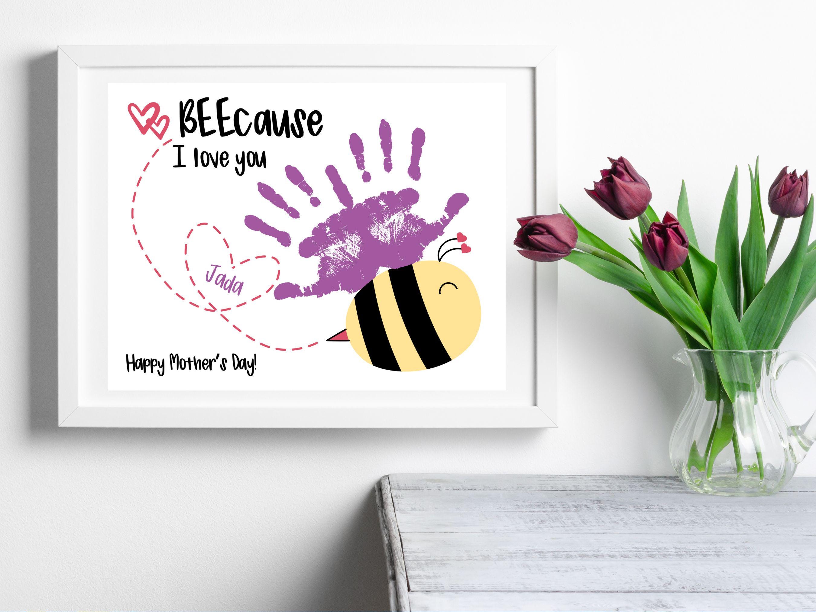 Bee Mother's Day Handprint Art Craft Printable, Handprint Mother's Day ...