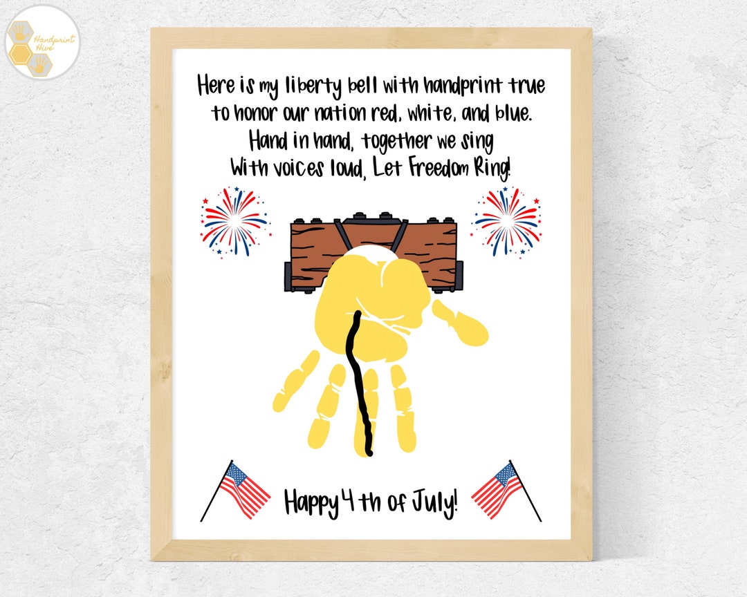 July 4th Handprint Art Poem, Liberty Bell 4th of July Craft for ...
