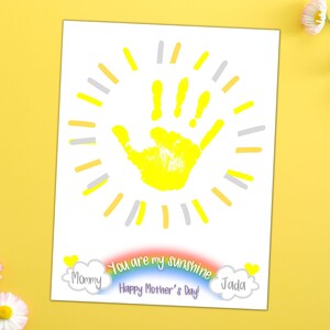 You Are My Sunshine Mother's Day Handprint Art Craft, Happy Mother's ...
