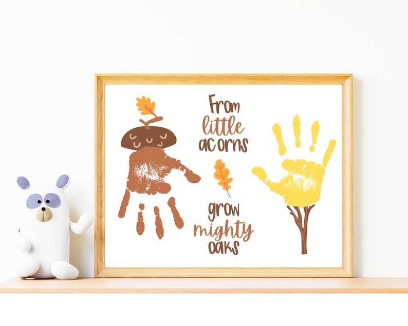 Acorn Handprint Art Craft, Fall Handprint Art, Fall Handprint Craft for ...