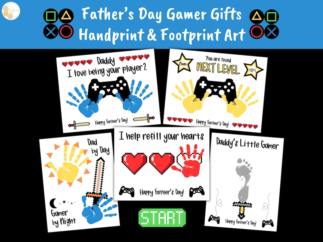 Gamer Father's Day Handprint Footprint Art Crafts, 1st Father's Day ...