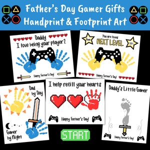 Gamer Father's Day Handprint Footprint Art Crafts, 1st Father's Day ...