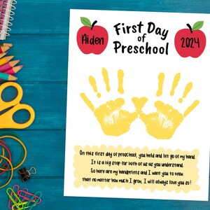 Back to School Handprint Art Poem, First Day of Preschool Craft ...