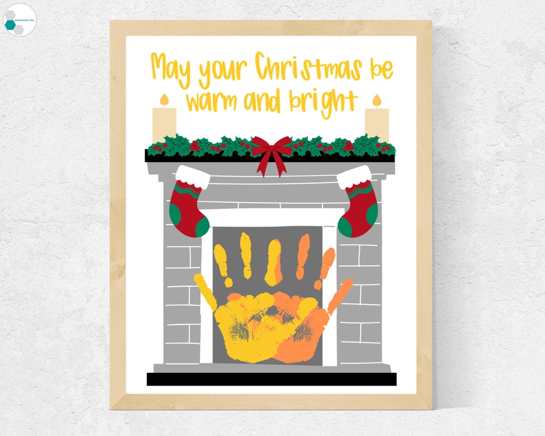 Christmas Fireplace Handprint Art, Christmas Handprint Craft for ...