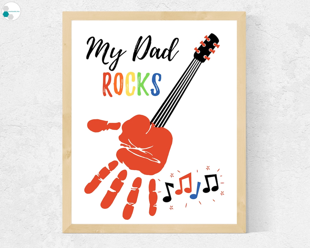 My Dad Rocks Handprint Art Craft, Father's Day Handprint From Toddler ...