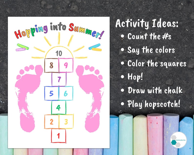 Summer Footprint Craft Printable, Summer Craft for Toddlers Kids ...