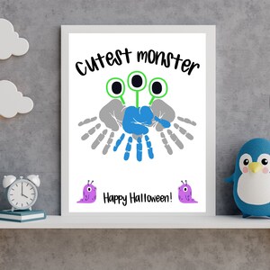 Monster Halloween Handprint Art Craft, Happy Halloween Footprint Art ...