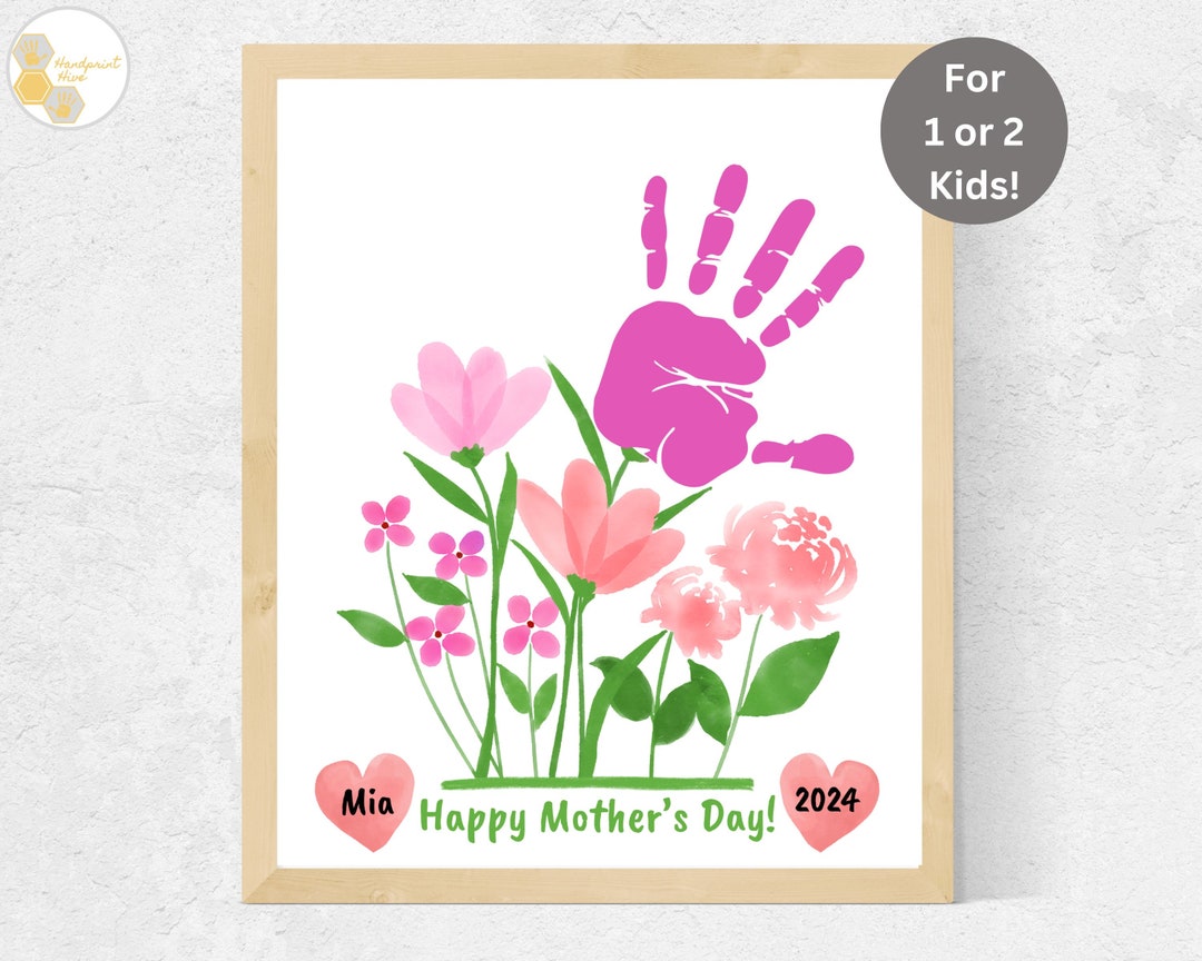 Mother's Day Handprint Craft Flowers, Grandma Handprint Mom, Flowers ...
