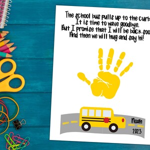 School Bus Handprint Poem Craft, Back to School Handprint Art, First ...