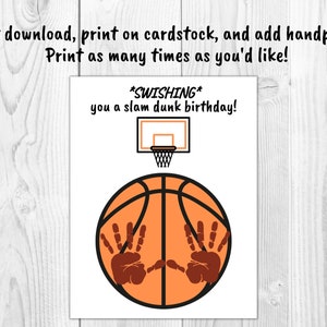 Basketball Birthday Handprint Card Printable, Dad Birthday Handprint ...