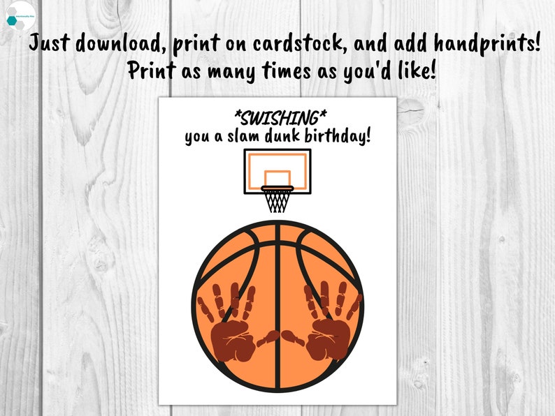 Basketball Birthday Handprint Card Printable Dad Birthday - Etsy