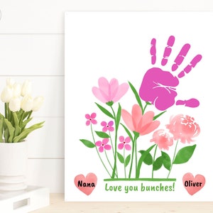 Love You Bunches Handprint Art Craft Grandma Mom, Flowers Handprint ...