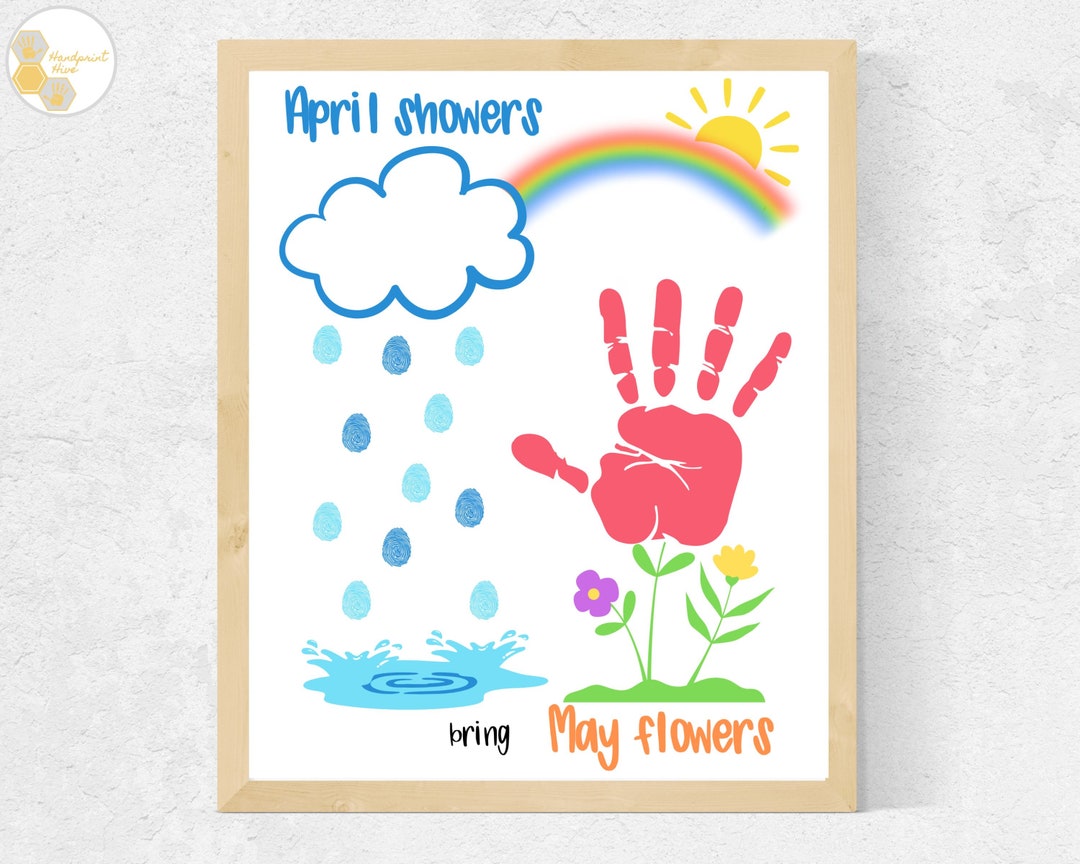 April Showers Handprint Fingerprint Craft, April Showers Craft for ...