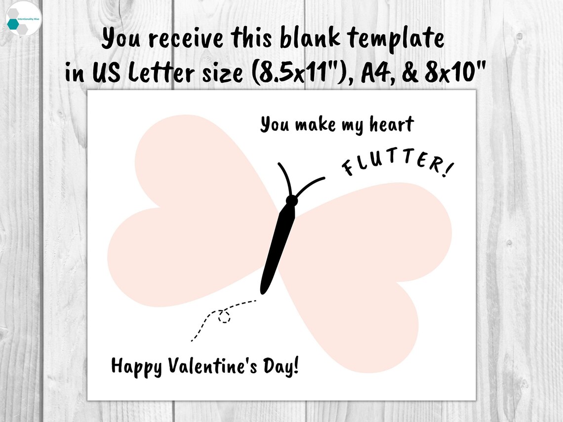 Butterfly Valentine Handprint Art You Make My Heart Flutter - Etsy