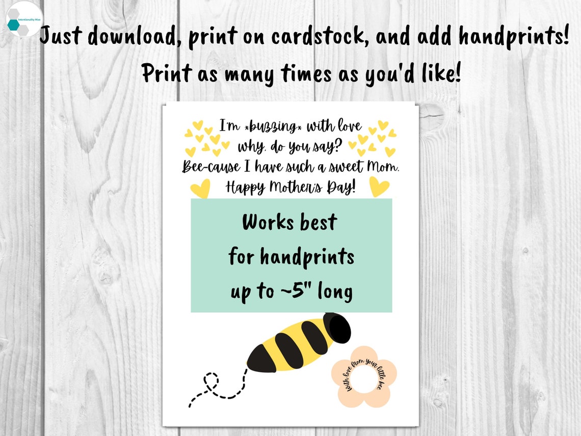 Mother's Day Bee Handprint Art Poem for Toddlers, Baby, Preschool ...