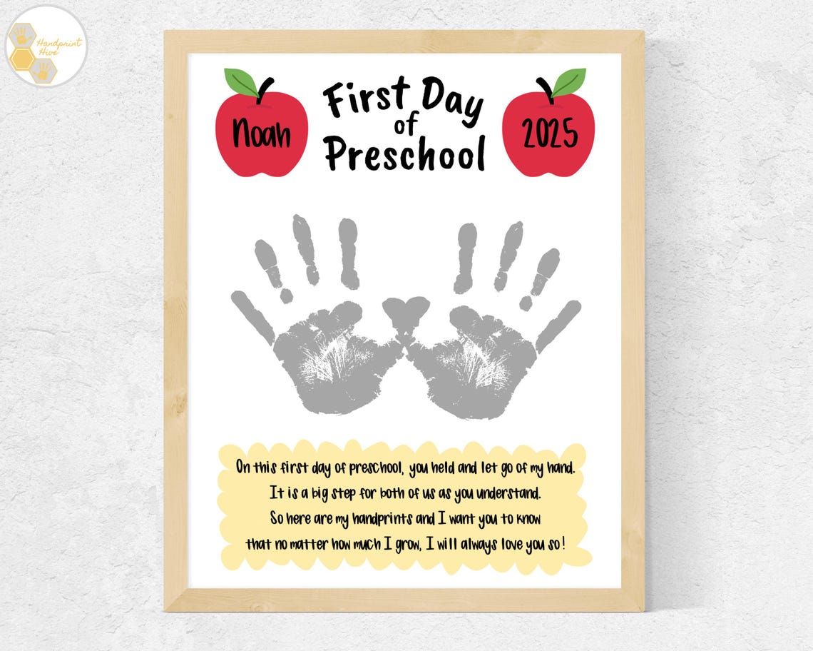 Back to School Handprint Art Poem, First Day of Preschool Craft ...