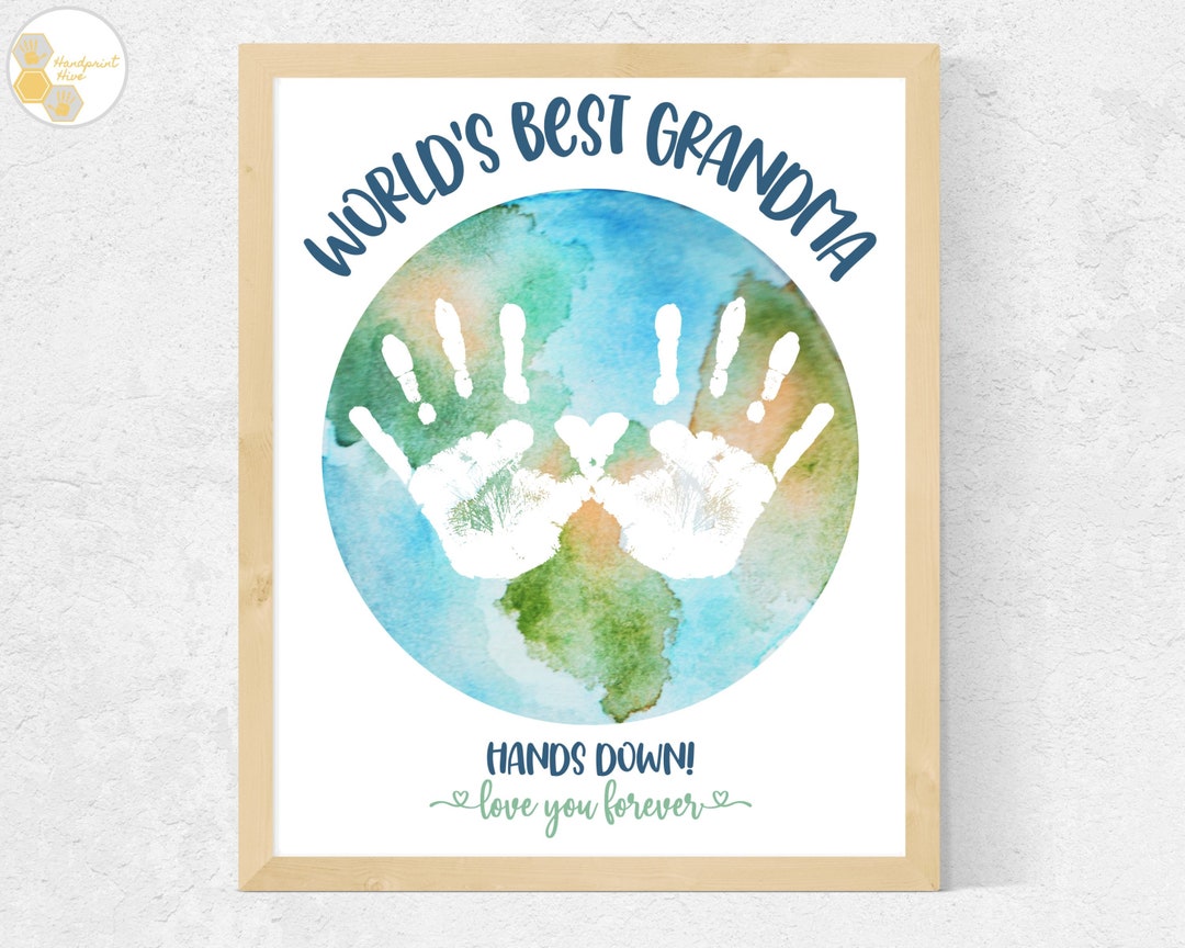 World's Best Grandma Handprint Gift, Best Grandma Ever Hands Down ...