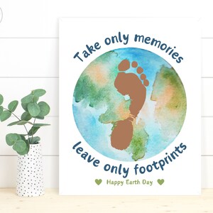 Earth Day Footprint Art Craft, Happy Earth Day Craft for Preschool Prek ...