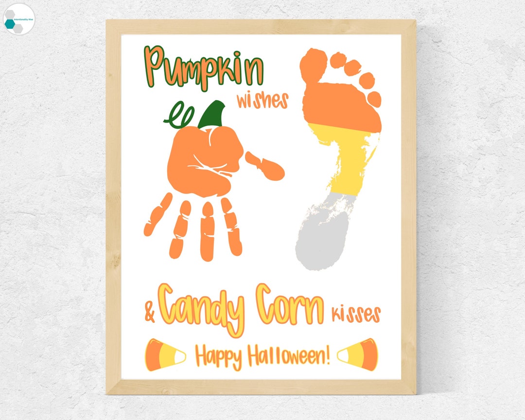 Candy Corn Handprint Footprint Craft, Happy Halloween Handprint Art ...