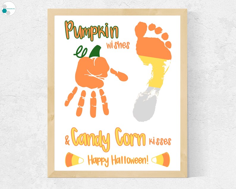 Candy Corn Handprint Footprint Craft Happy Halloween - Etsy