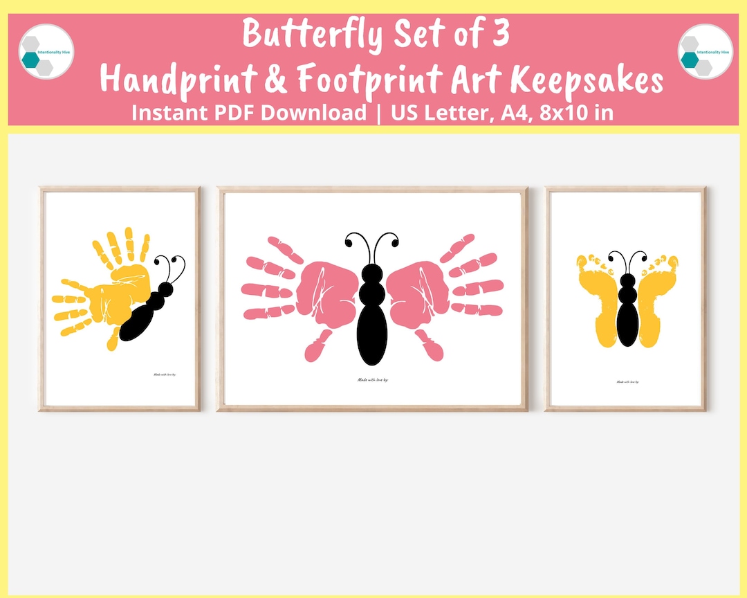 Butterfly Handprint and Footprint Art - Set of 3 | Printable Handprint ...