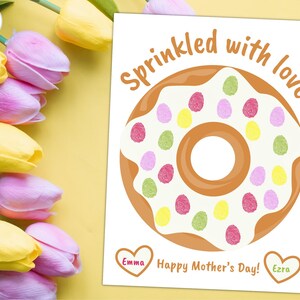 Donut Mother's Day Fingerprint Craft, Mom Fingerprint Art Grandma Gift ...
