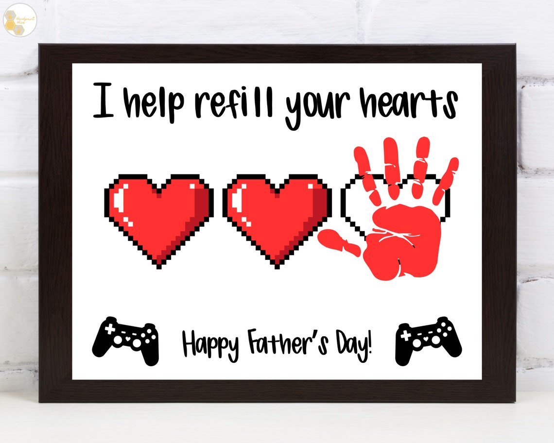 Handprint Gamer Dad Father's Day Gift, Personalized Gamer Father's Day ...