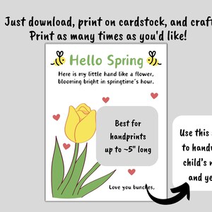 Spring Handprint Poem Tulip Art, Spring Flower Handprint Art, Spring ...