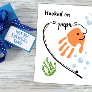 Hooked on Papa Handprint Art Gift, Papa Father's Day Craft, Papa ...