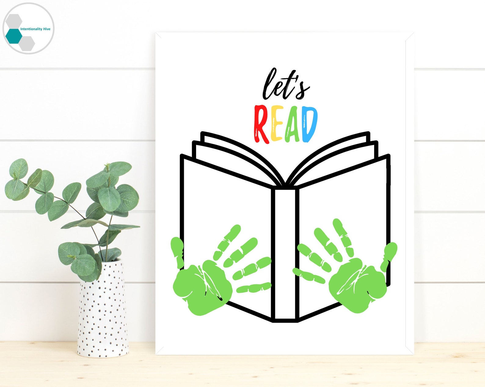 Book Handprint Craft Printable Back to School Handprint Let's Read Wall ...