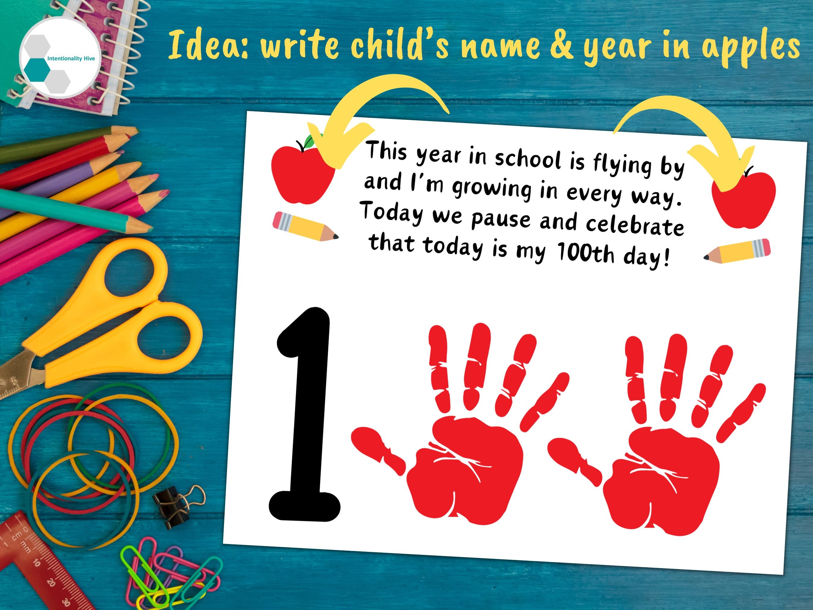 100 Days of School Handprint Art Poem, 100 Days Preschool Craft, 100 ...