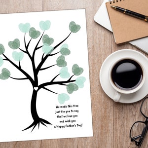 Fingerprint Father's Day Tree Craft for Kids and Grandkids, Father's ...