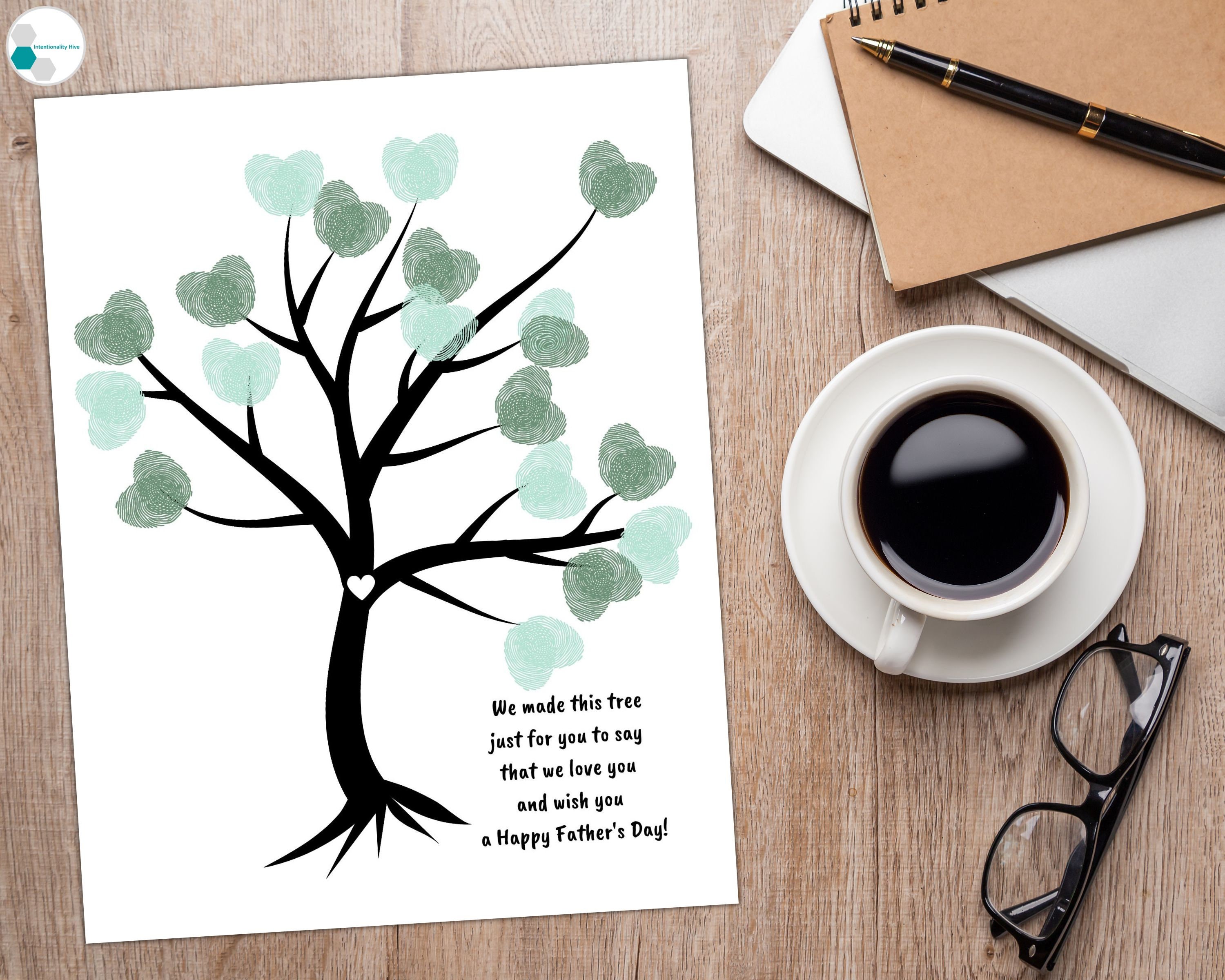 Fingerprint Father's Day Tree Craft for Kids and Grandkids, Father's ...