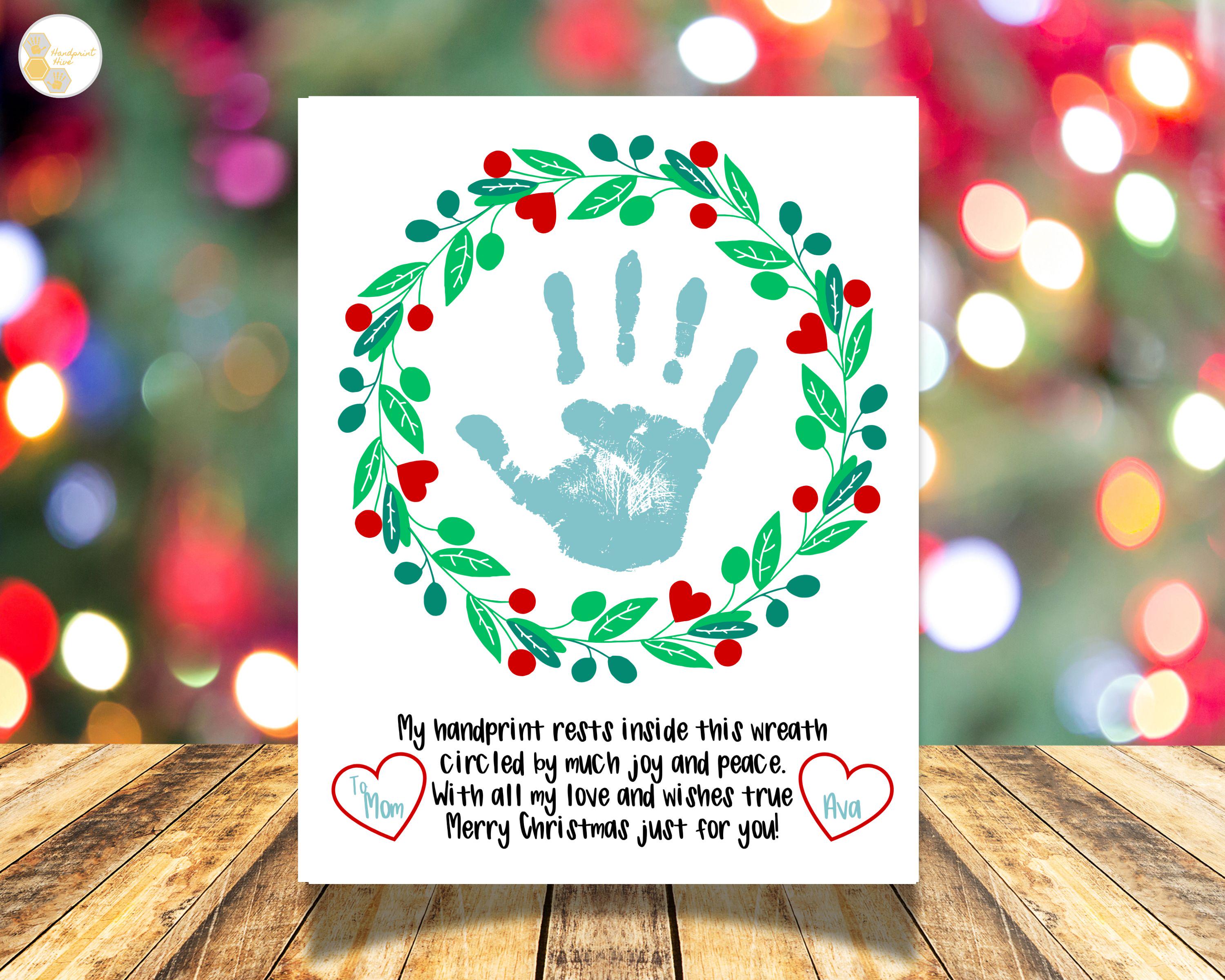 Christmas Wreath Handprint Art Poem, Christmas Handprint Wreath Craft ...