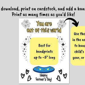 Space Alien Handprint Art Father's Day Craft UFO, Daddy Dad Handprint ...