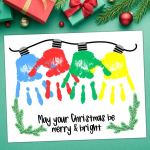 Christmas Lights Handprint Art Craft, Merry and Bright Handprint ...