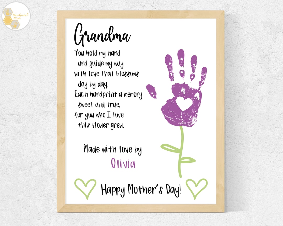 Grandma Mother's Day Handprint Art Poem, Grandma Handprint Mother's Day ...