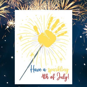 4th of July Handprint Art Craft, Sparkler July 4th Handprint Craft, 4th ...