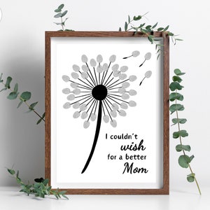Mom Fingerprint Art Gift, Dandelion Mother's Day Craft, Personalized ...