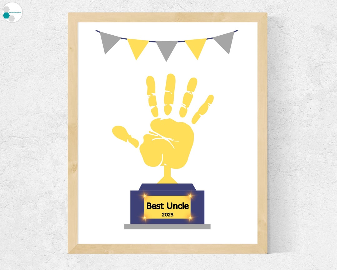 Best Uncle Handprint Art Trophy, Father's Day Uncle Gift From Nephew ...