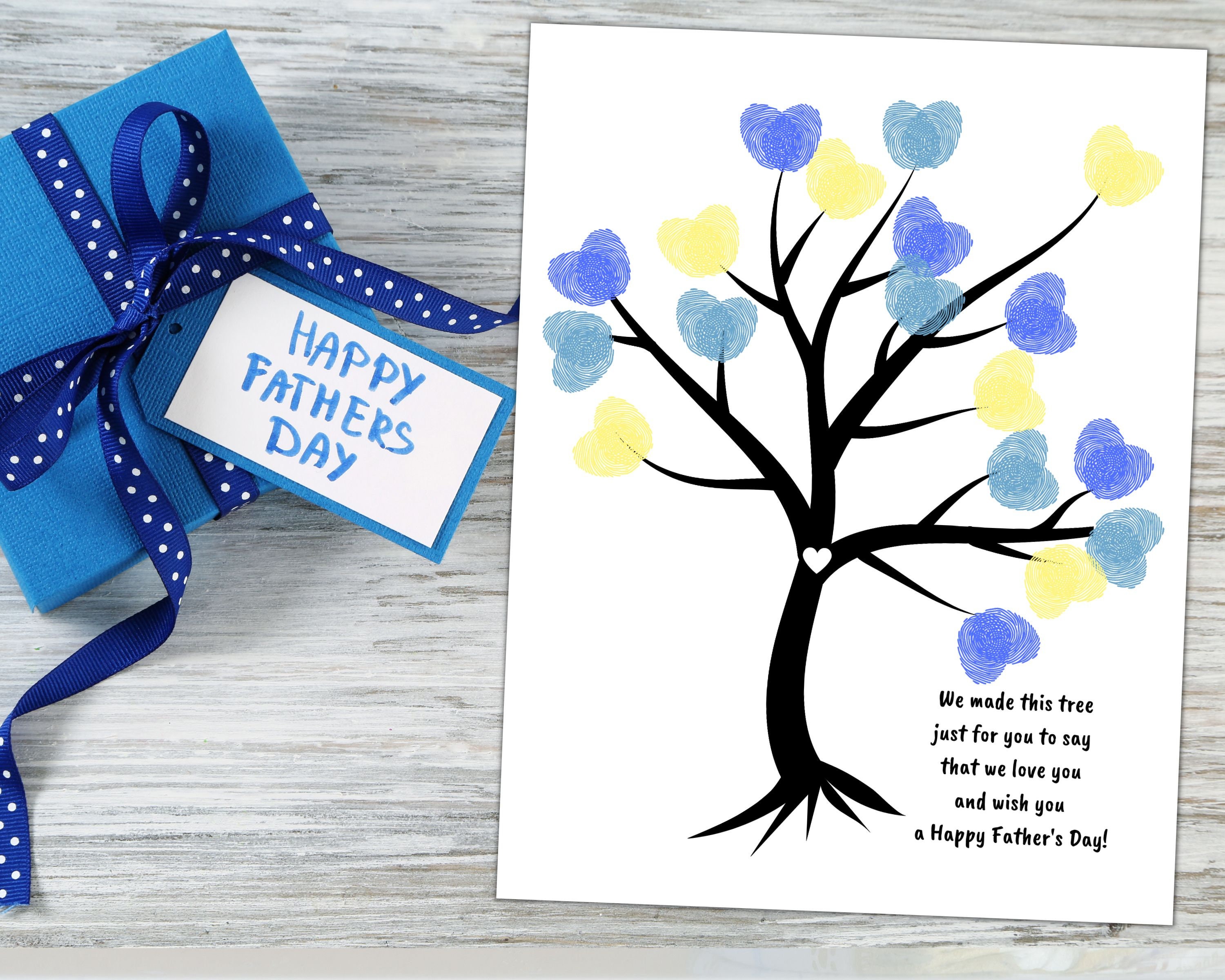 Fingerprint Father's Day Tree Craft for Kids and Grandkids, Father's ...