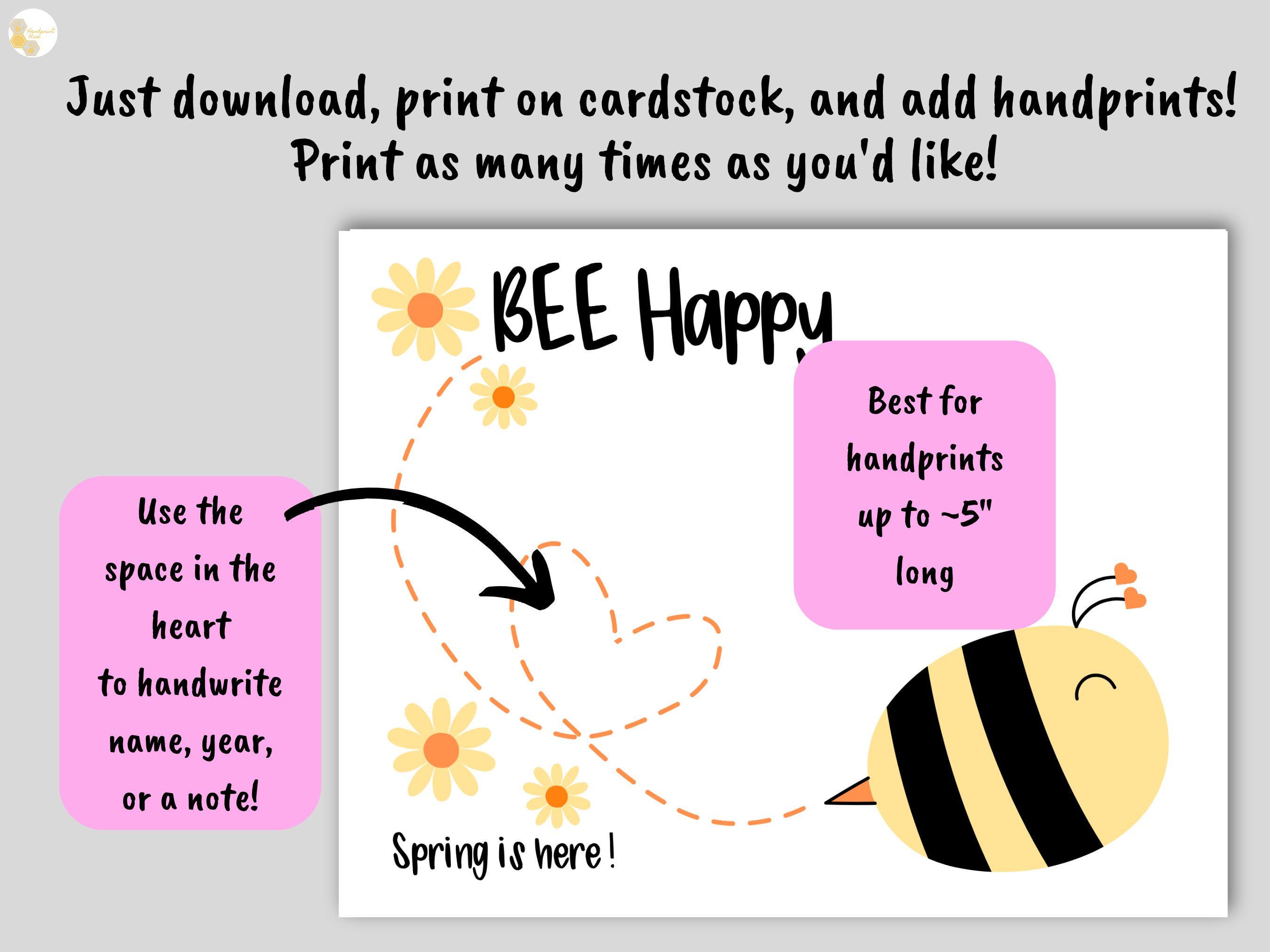 Bee Spring Handprint Art Craft Printable, Happy Spring Handprint Craft ...