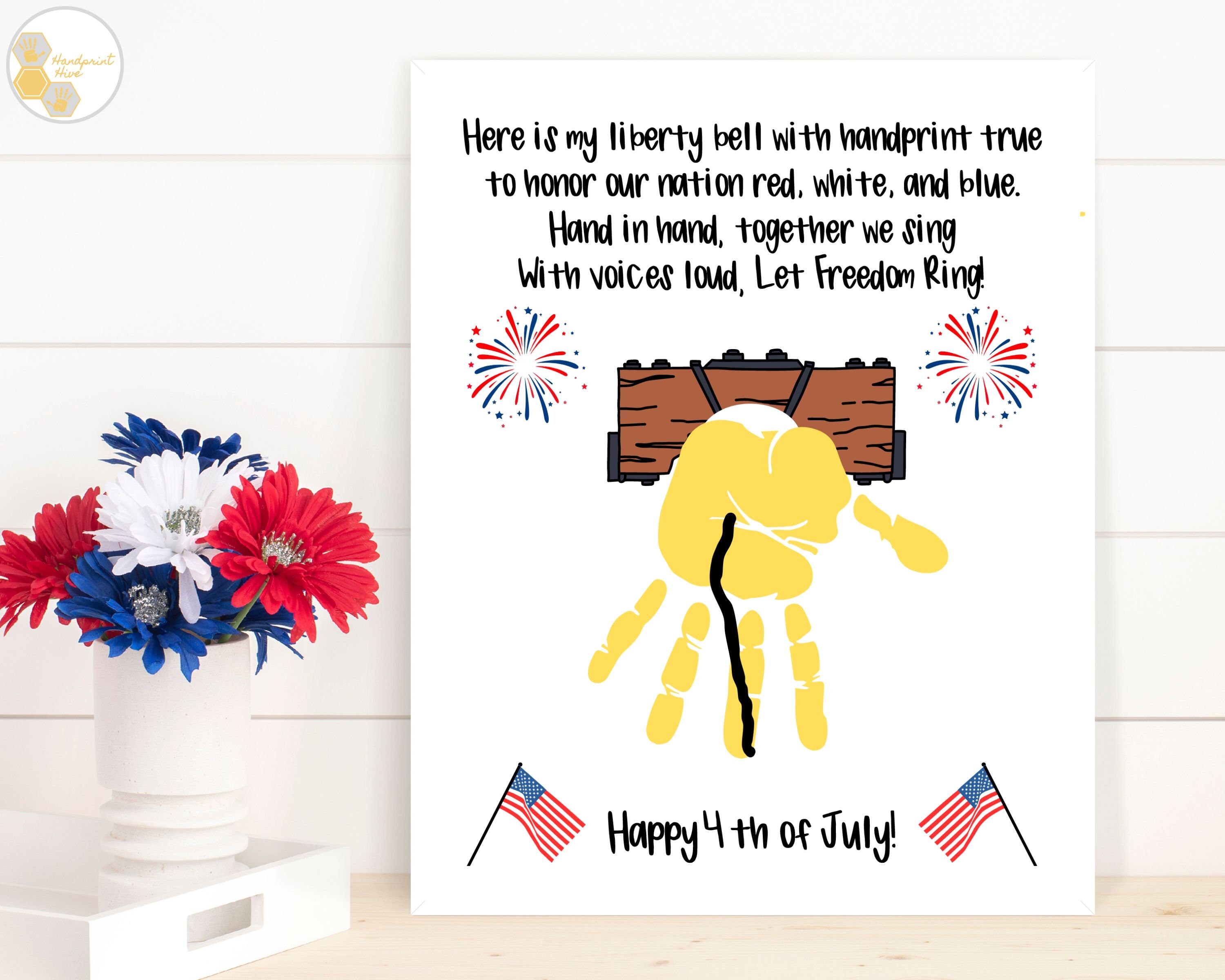 July 4th Handprint Art Poem, Liberty Bell 4th of July Craft for ...