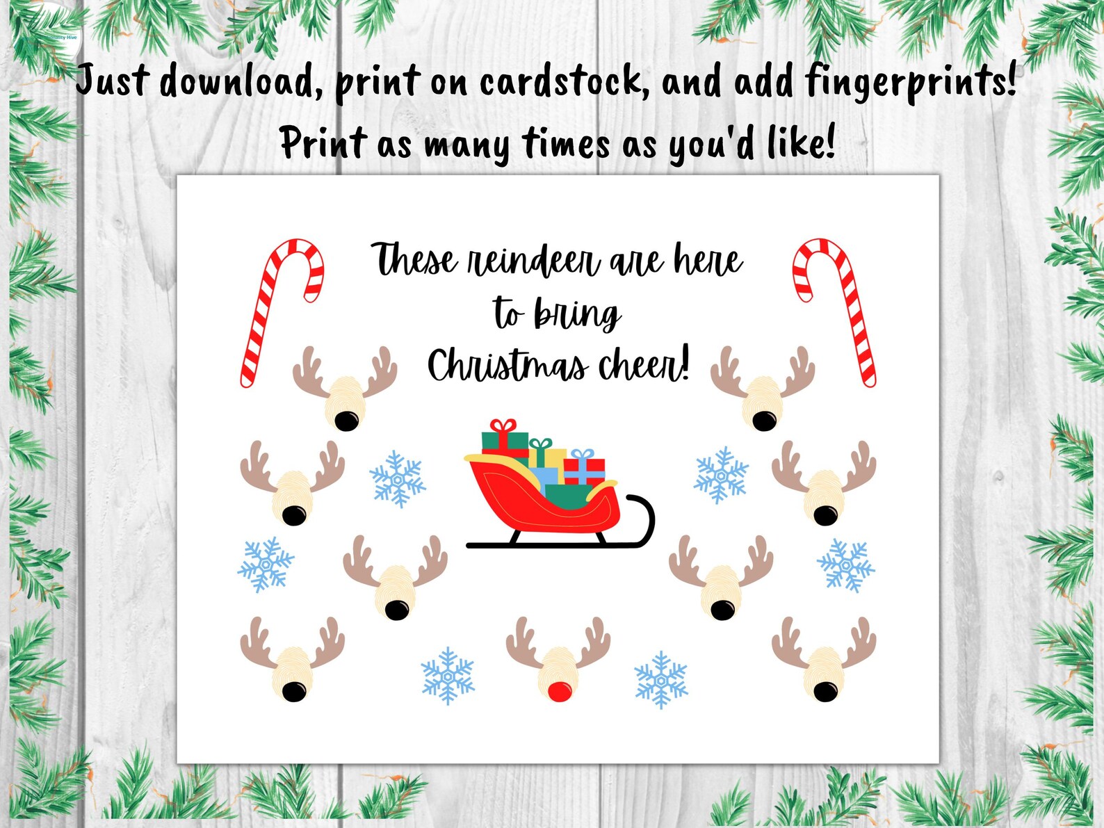 Christmas Reindeer Fingerprint Craft, Christmas Fingerprint Art Craft ...