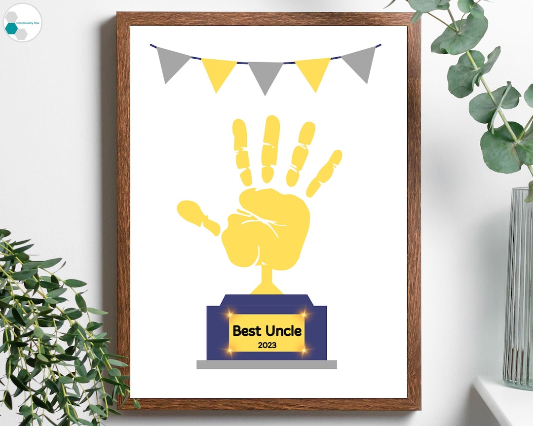 Best Uncle Handprint Art Trophy Father's Day Uncle Gift - Etsy