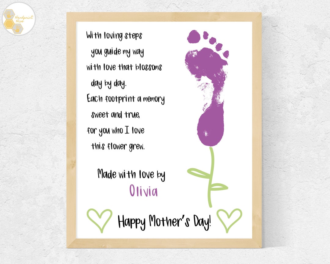 Mother's Day Footprint Art Poem, Preschool Toddler Mother's Day Craft ...