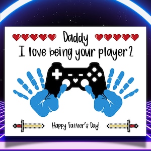 Gamer Dad Gift Father's Day Handprint Art, Father's Day Gamer Gift ...