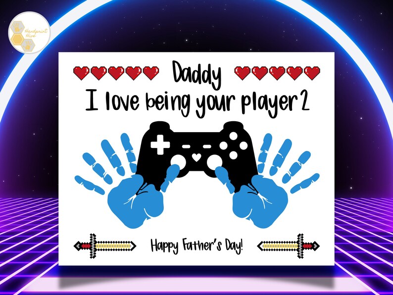 Gamer Dad Gift Father's Day Handprint Art, Father's Day Gamer Gift ...