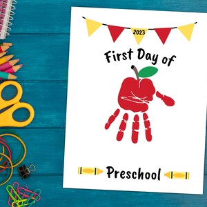 First Day of Preschool Handprint Craft Apple Back to School - Etsy