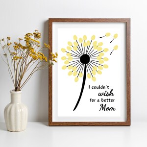 Mom Fingerprint Art Gift, Dandelion Mother's Day Craft, Personalized ...